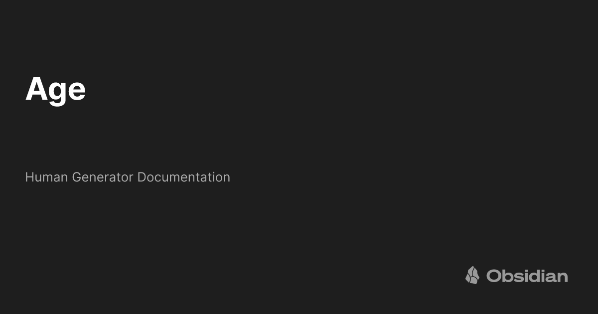Age - Human Generator Documentation