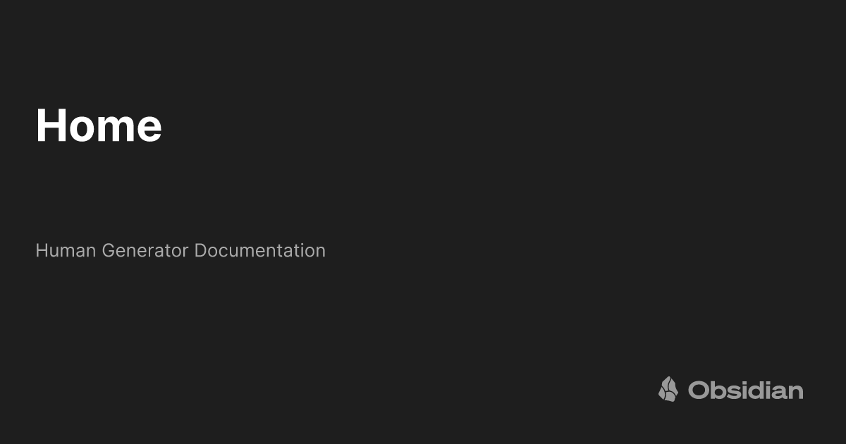 Home - Human Generator Documentation