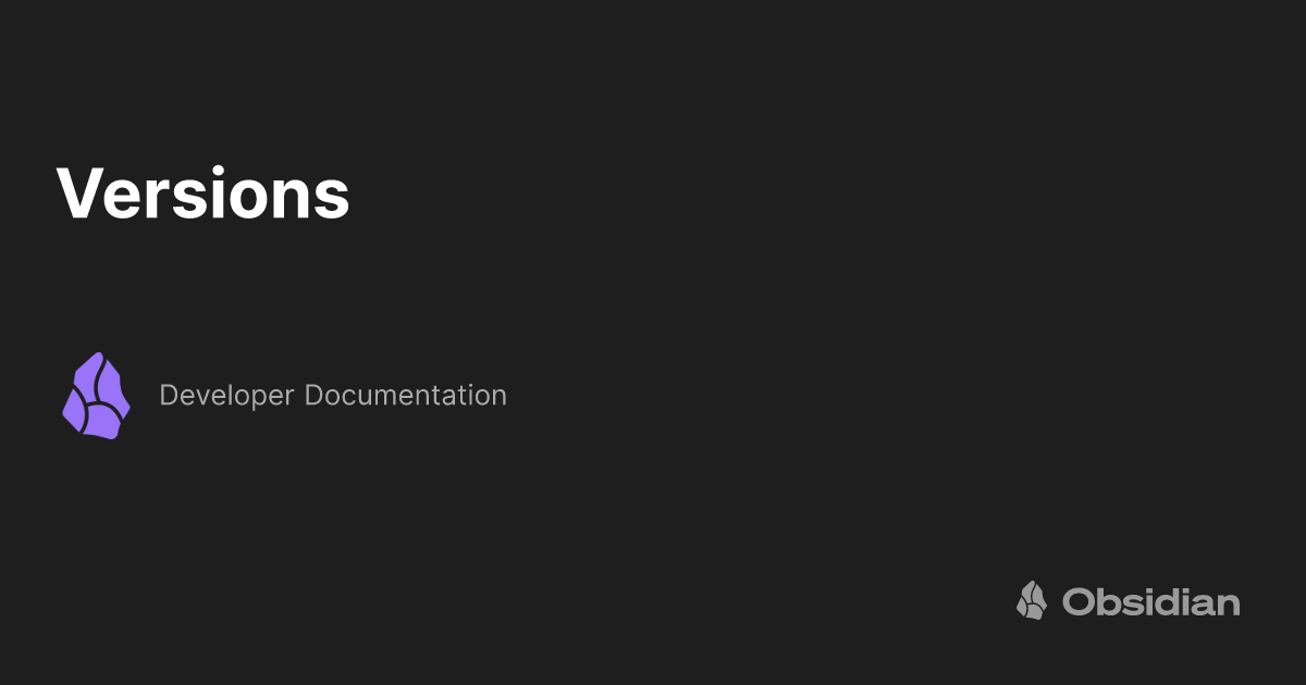 Versions - Developer Documentation
