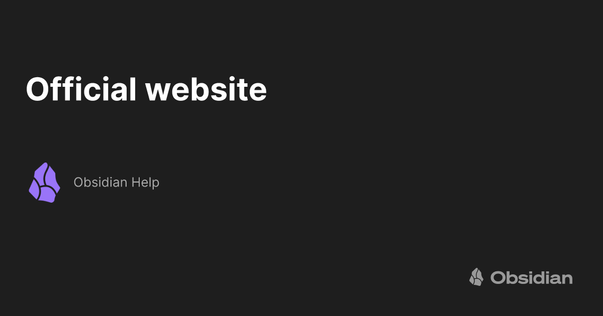 Official website - Obsidian Help