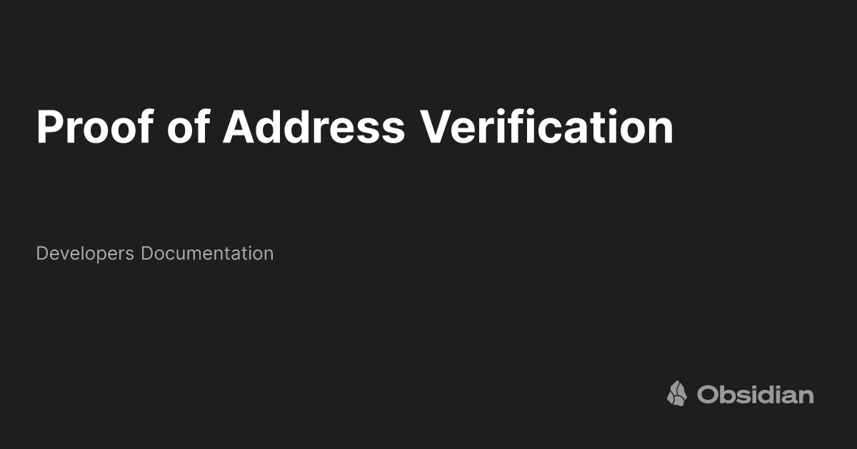 Proof of Address Verification - Developers Documentation
