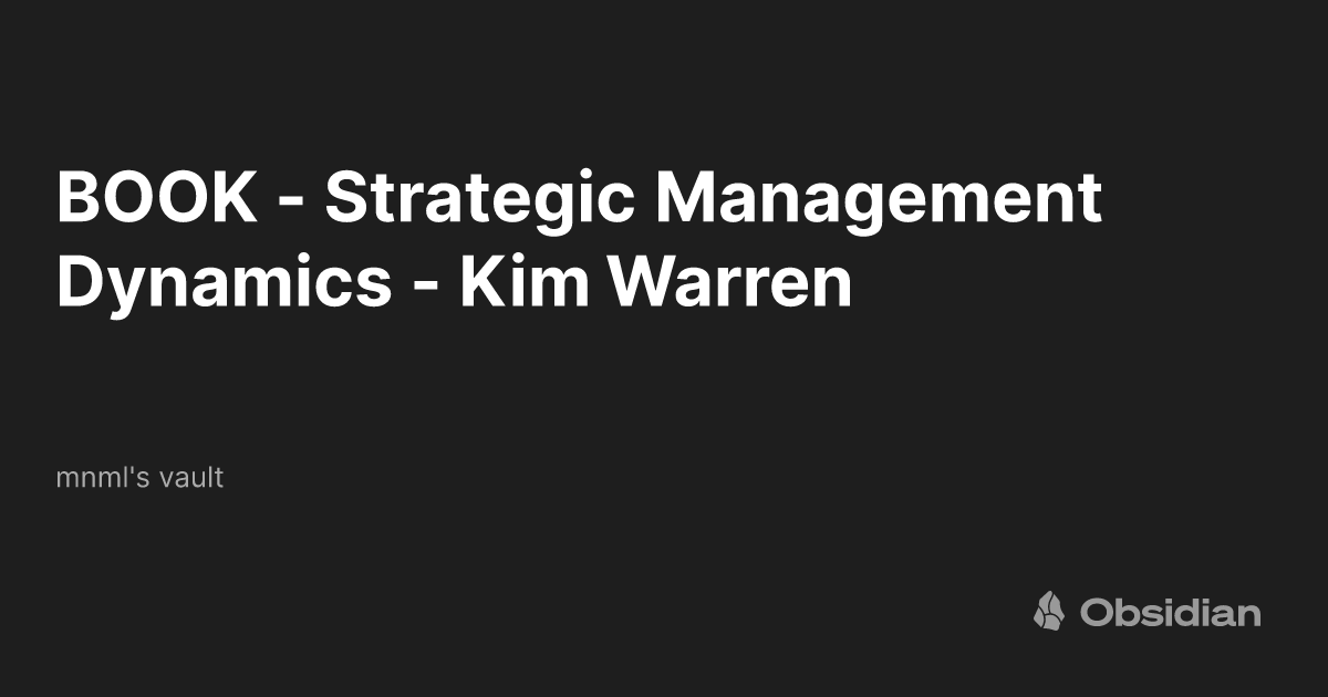 BOOK - Strategic Management Dynamics - Kim Warren - mnml's vault ...