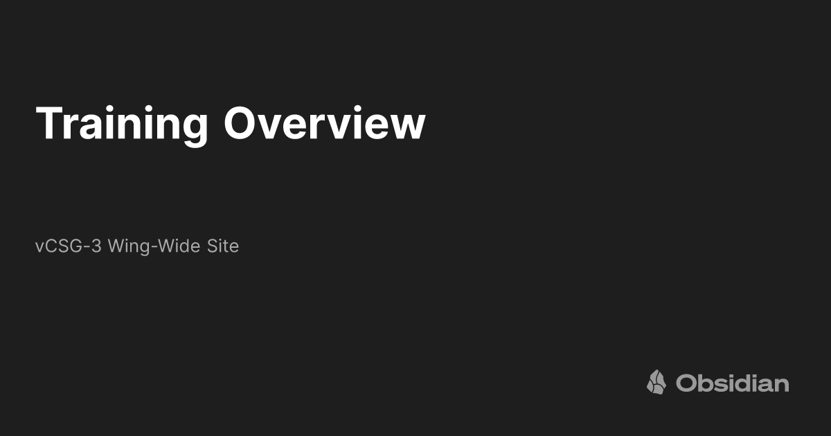 Training Overview - vCSG-3 Wing-Wide Site