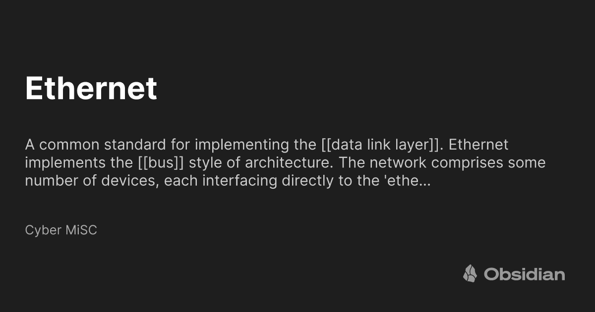 Ethernet Cyber Misc Obsidian Publish