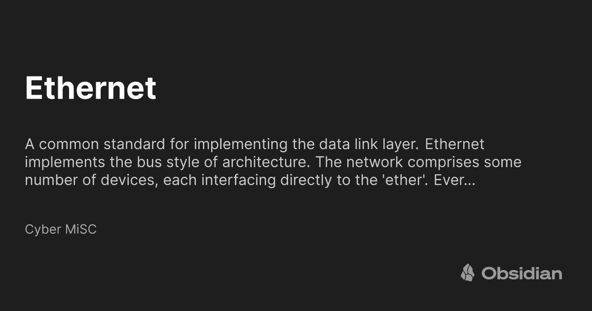 Ethernet Cyber Misc Obsidian Publish