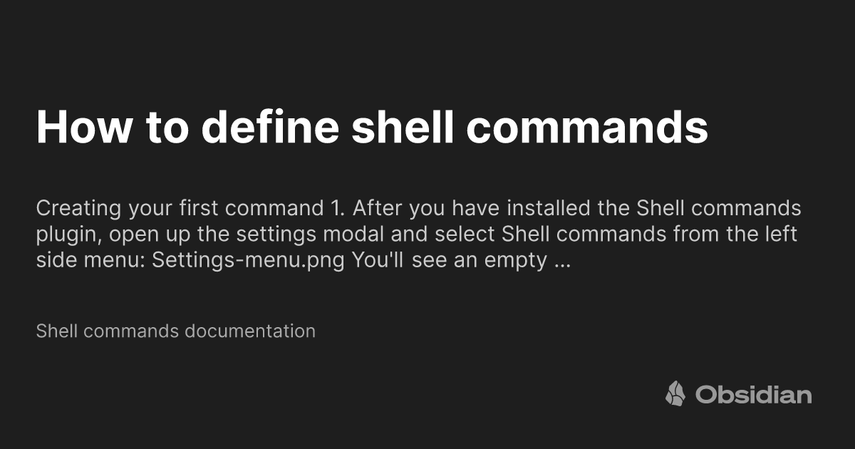 How To Define Shell Commands Shell Commands Documentation Obsidian Publish