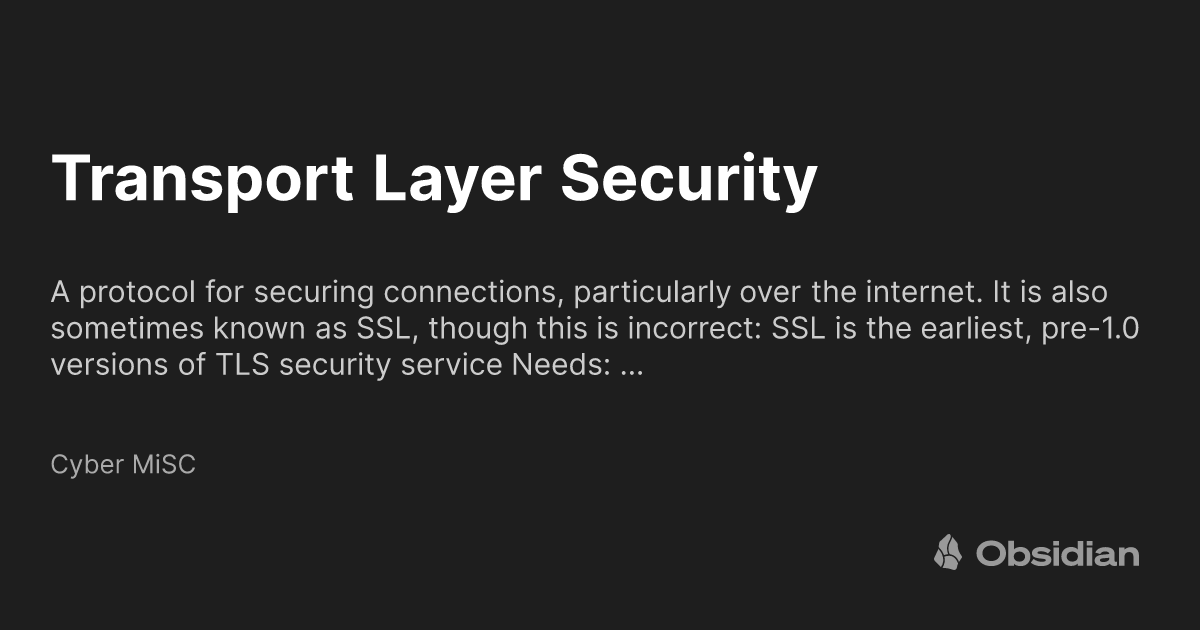 Transport Layer Security Cyber Misc Obsidian Publish