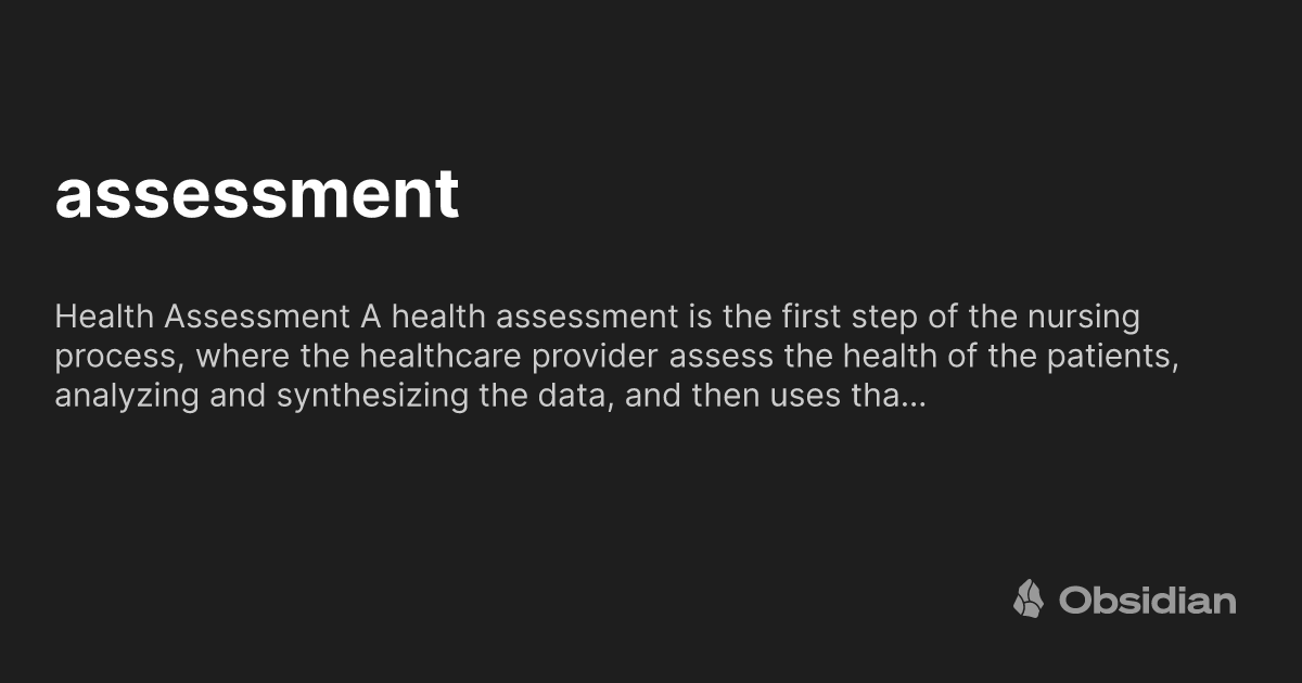 Assessment Obsidian Publish Assessment Obsidian Publish
